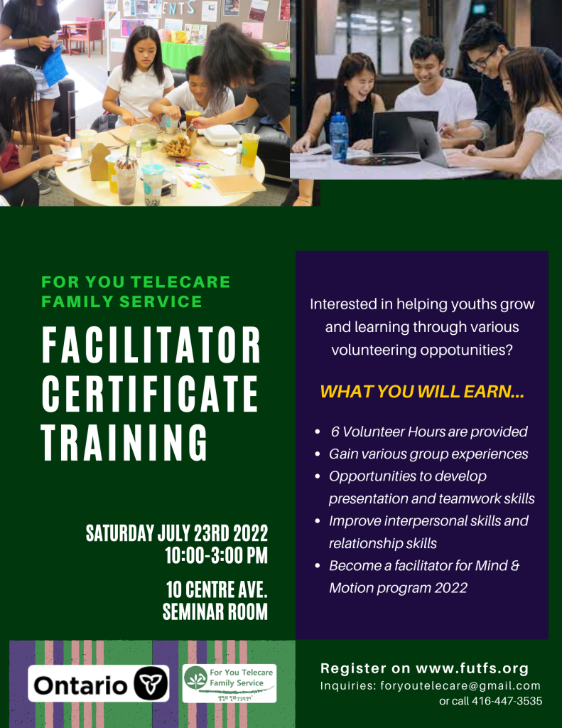 Facilitator Certificate Training - For You Telecare Family Service